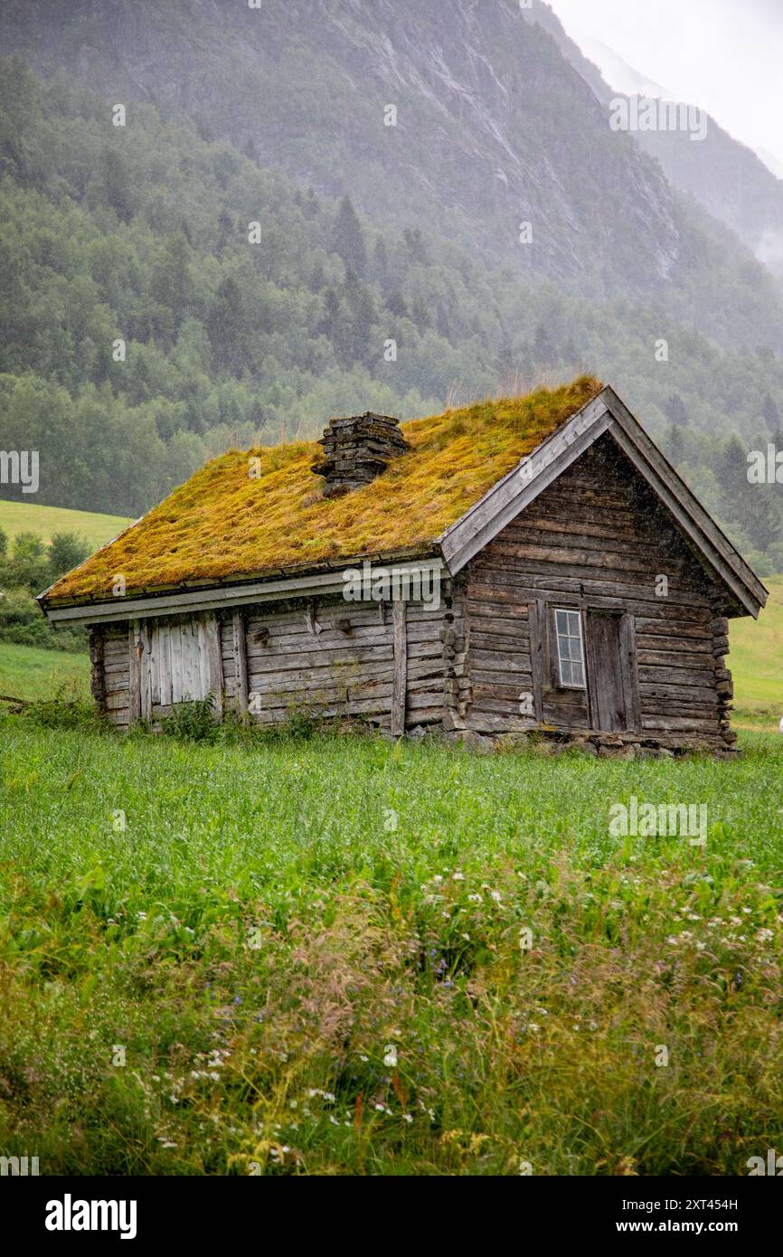 Traditional Norwegian timber built property in Olden, Norway Stock ...