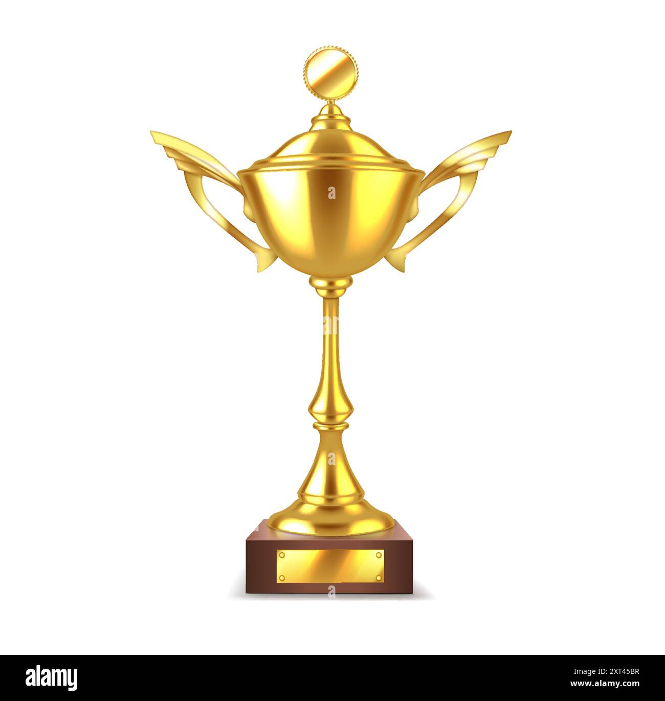 Classic golden cup realistic vector illustration. Business leadership ...