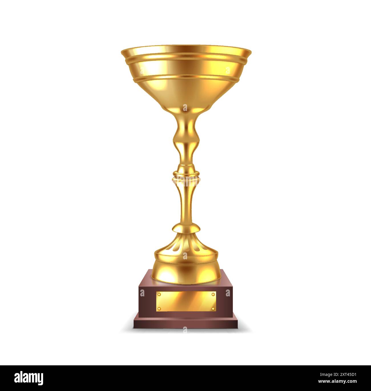 Golden winner cup with ribs realistic vector illustration. Business ...