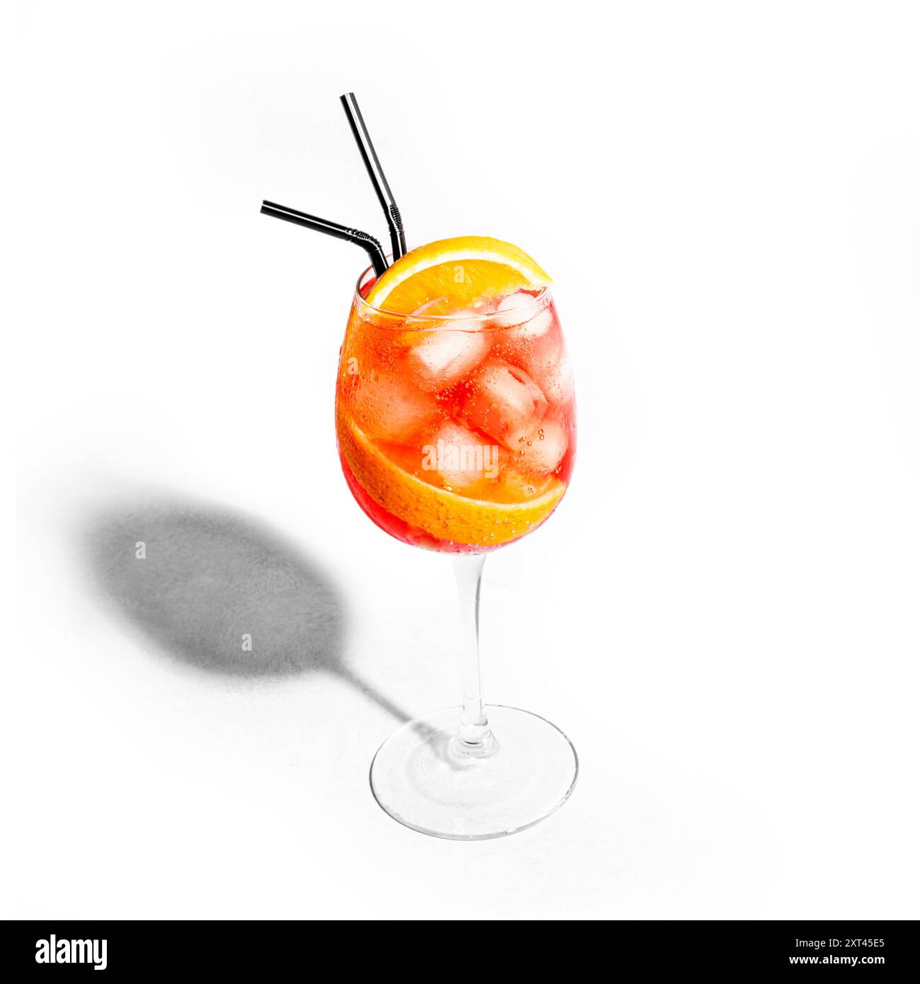 Aperol Spritz Cocktail in glass with orange slices isolated on white ...