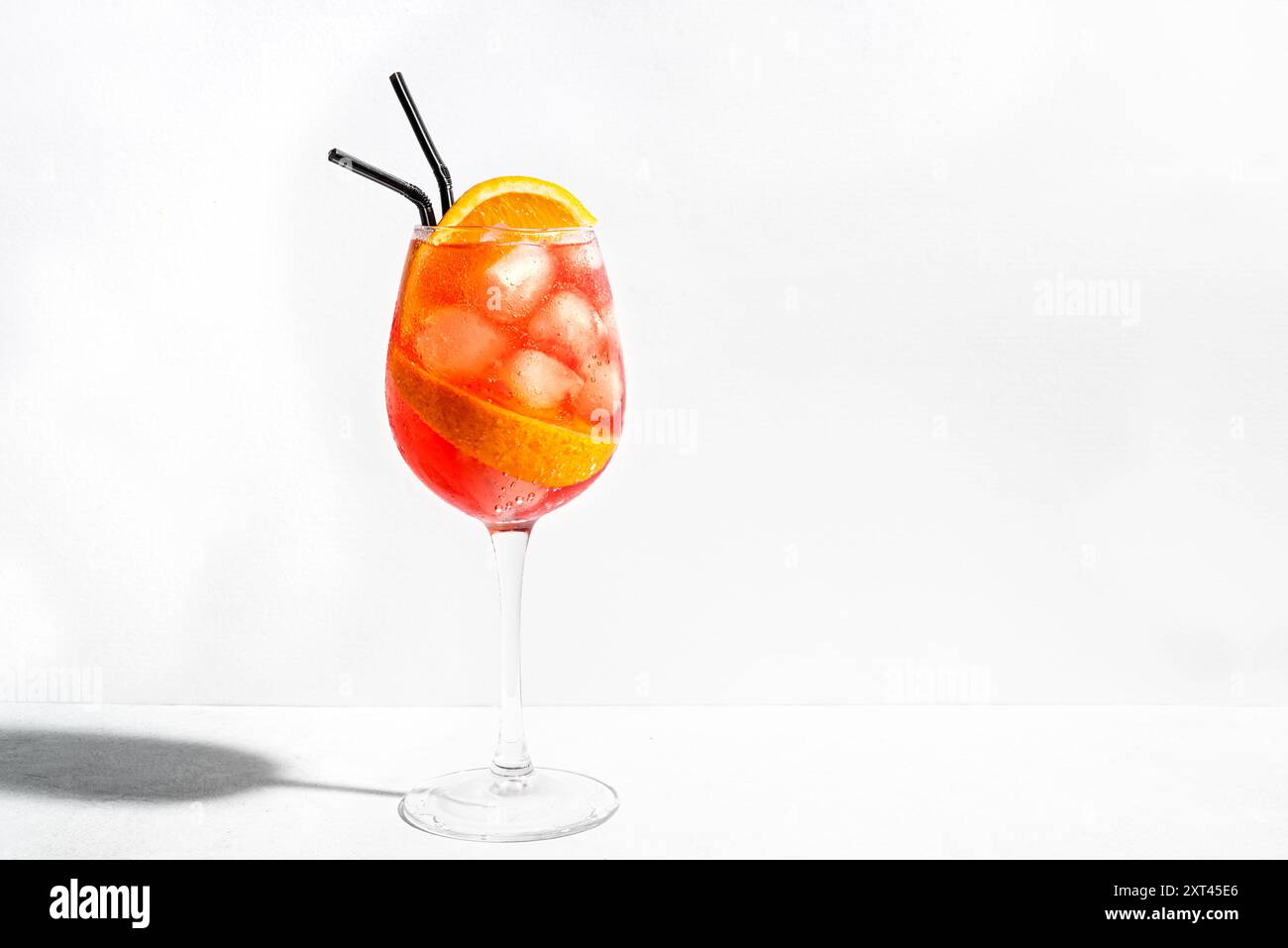 Aperol Spritz Cocktail in glass with orange slices isolated on white ...