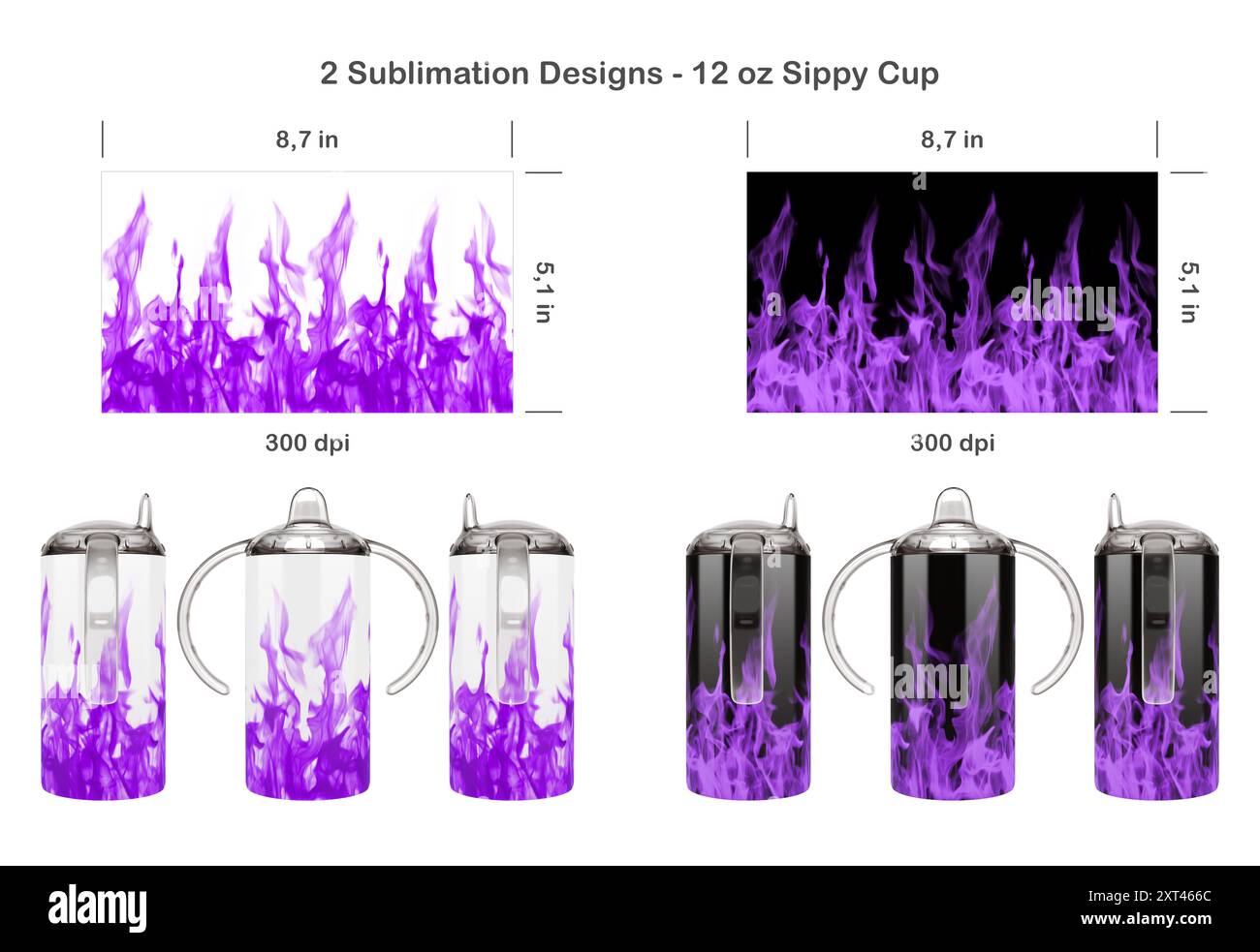 Set of 2 fire patterns on white and black background. Sublimation ...