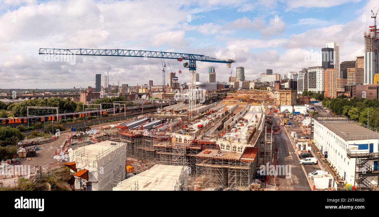 BIRMINGHAM, UK - AUGUST 3, 2024. An aerial panoramic view of Birmingham ...