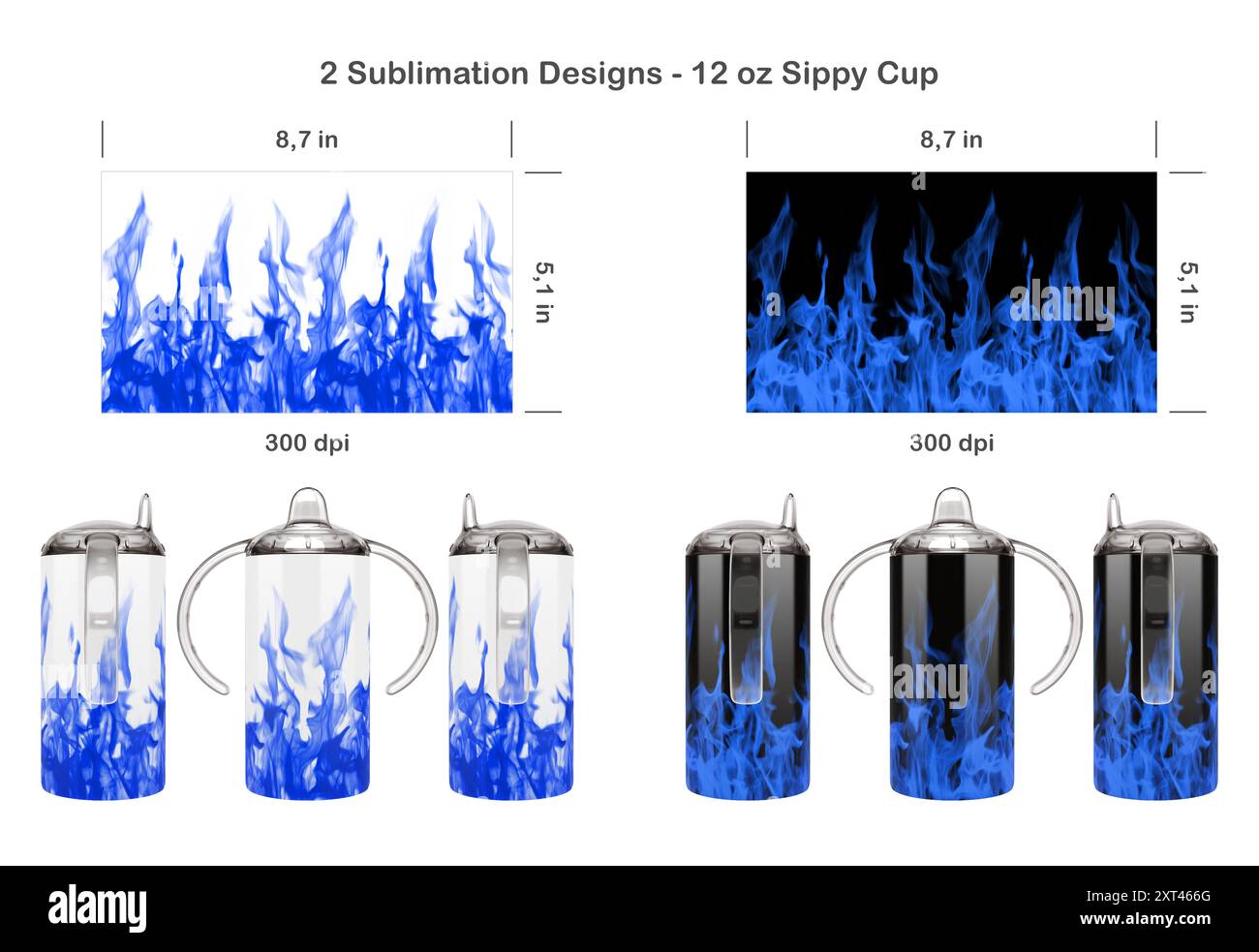 Set of 2 fire patterns on white and black background. Sublimation ...