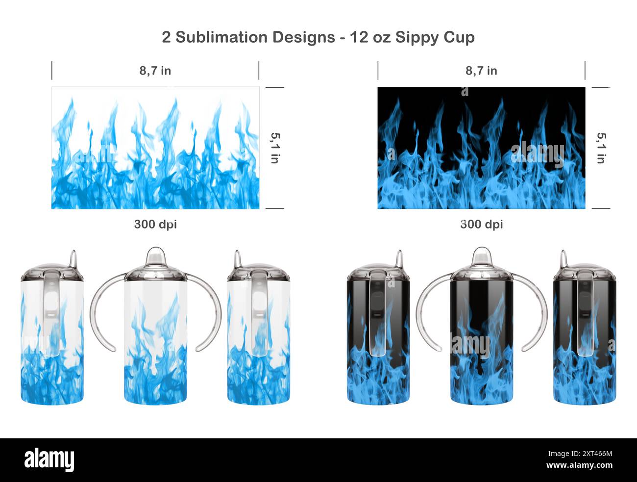 Set of 2 fire patterns on white and black background. Sublimation ...
