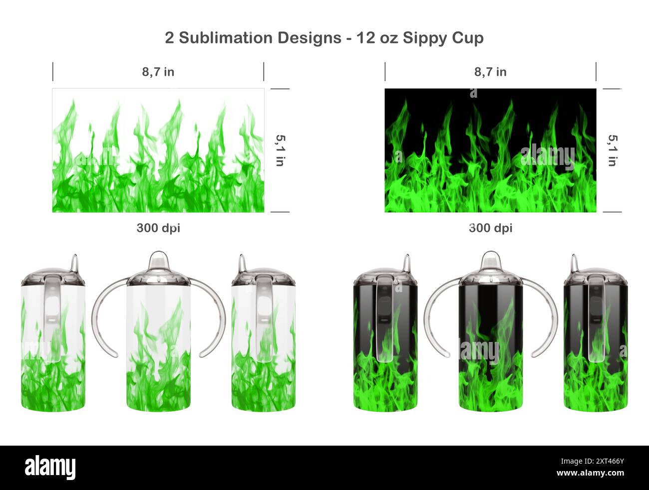 Set of 2 fire patterns on white and black background. Sublimation ...