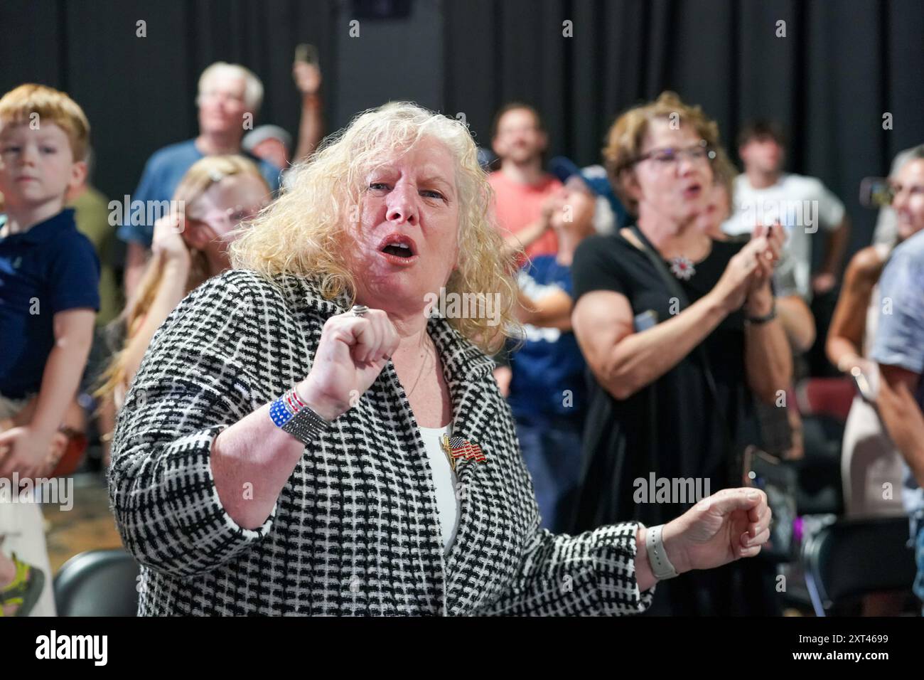 Attendees dance during a JD Vance campaign rally on August 6, 2024 in ...