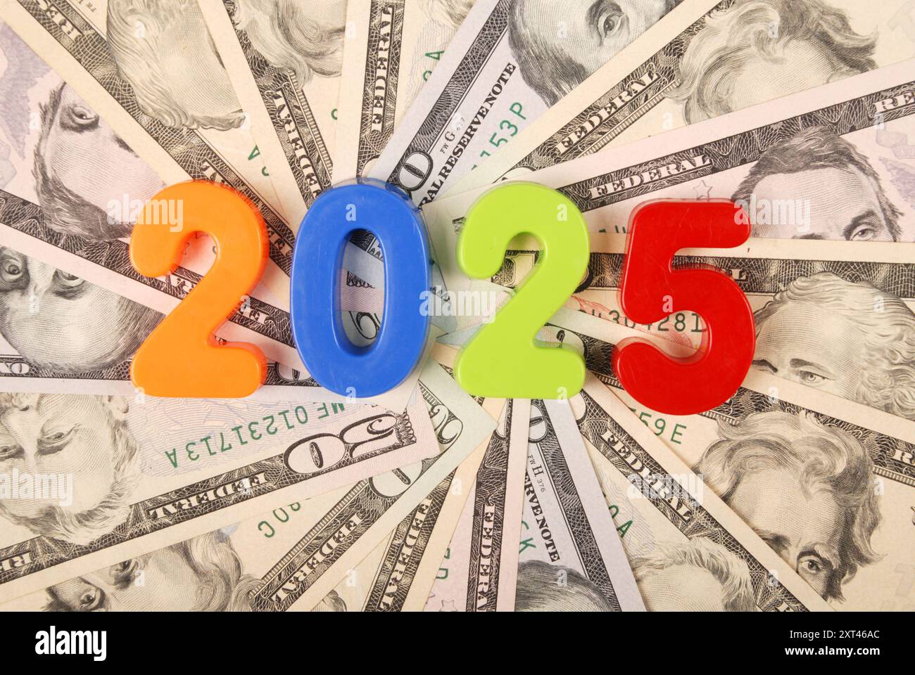 2025 New year isolated on white background. Money background raster ...