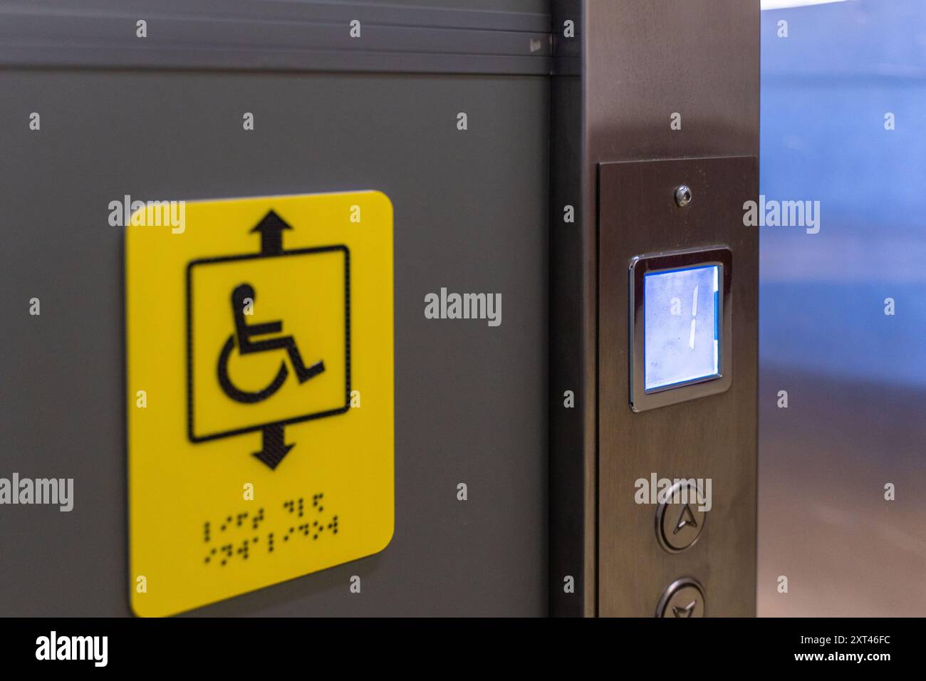 Modern elevator control panel with disabled access and emergency call ...