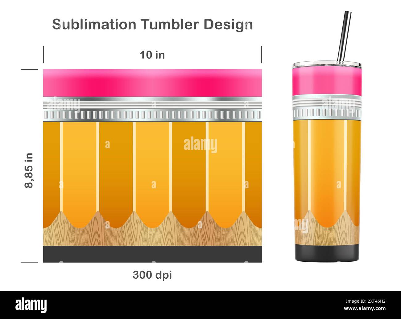 Teacher pencil sublimation design for 20 oz skinny tumbler. Back to ...