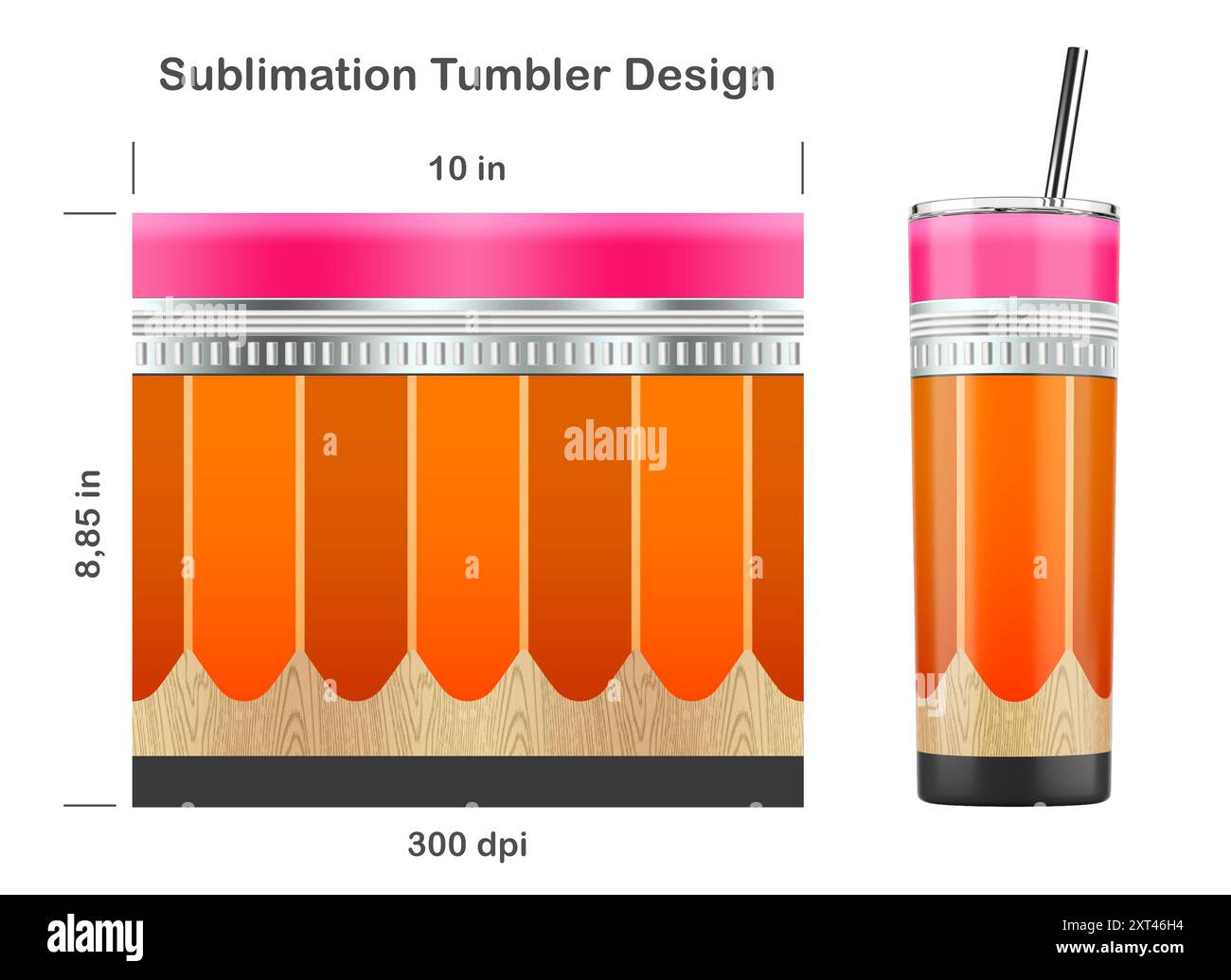 Teacher pencil sublimation design for 20 oz skinny tumbler. Back to ...