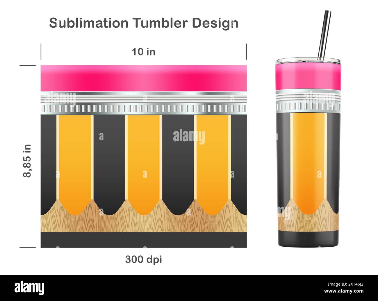 Teacher pencil sublimation design for 20 oz skinny tumbler. Back to ...