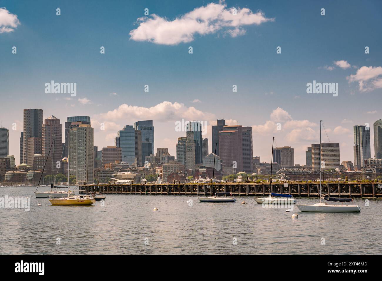 Boston, MA, US-August 5, 2024: Boston skyline as seen from East Boston ...