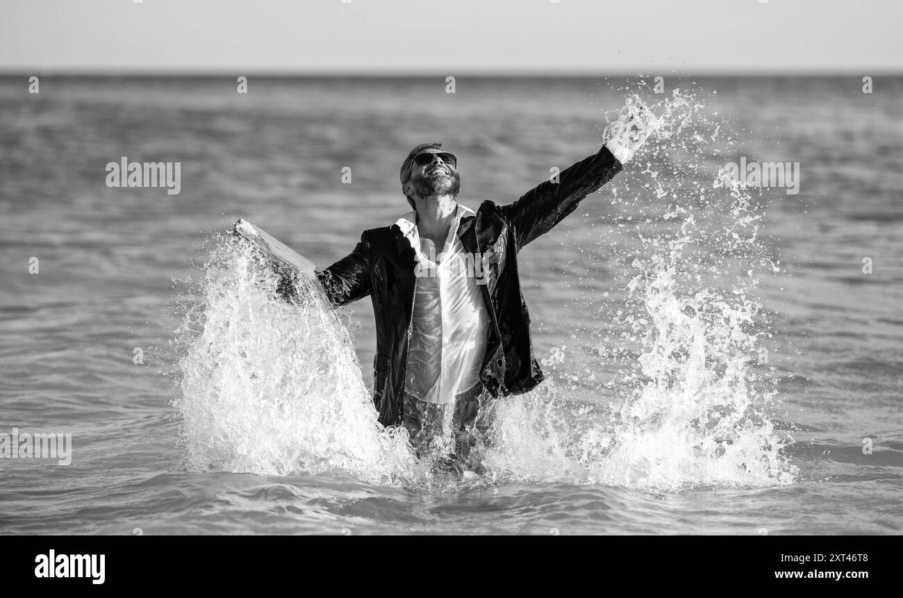 successful manager business man on summer vacation. Summer weekend and ...