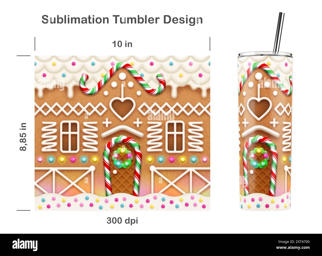 Christmas Gingerbread Cookie House. Sublimation design for 20 oz skinny ...