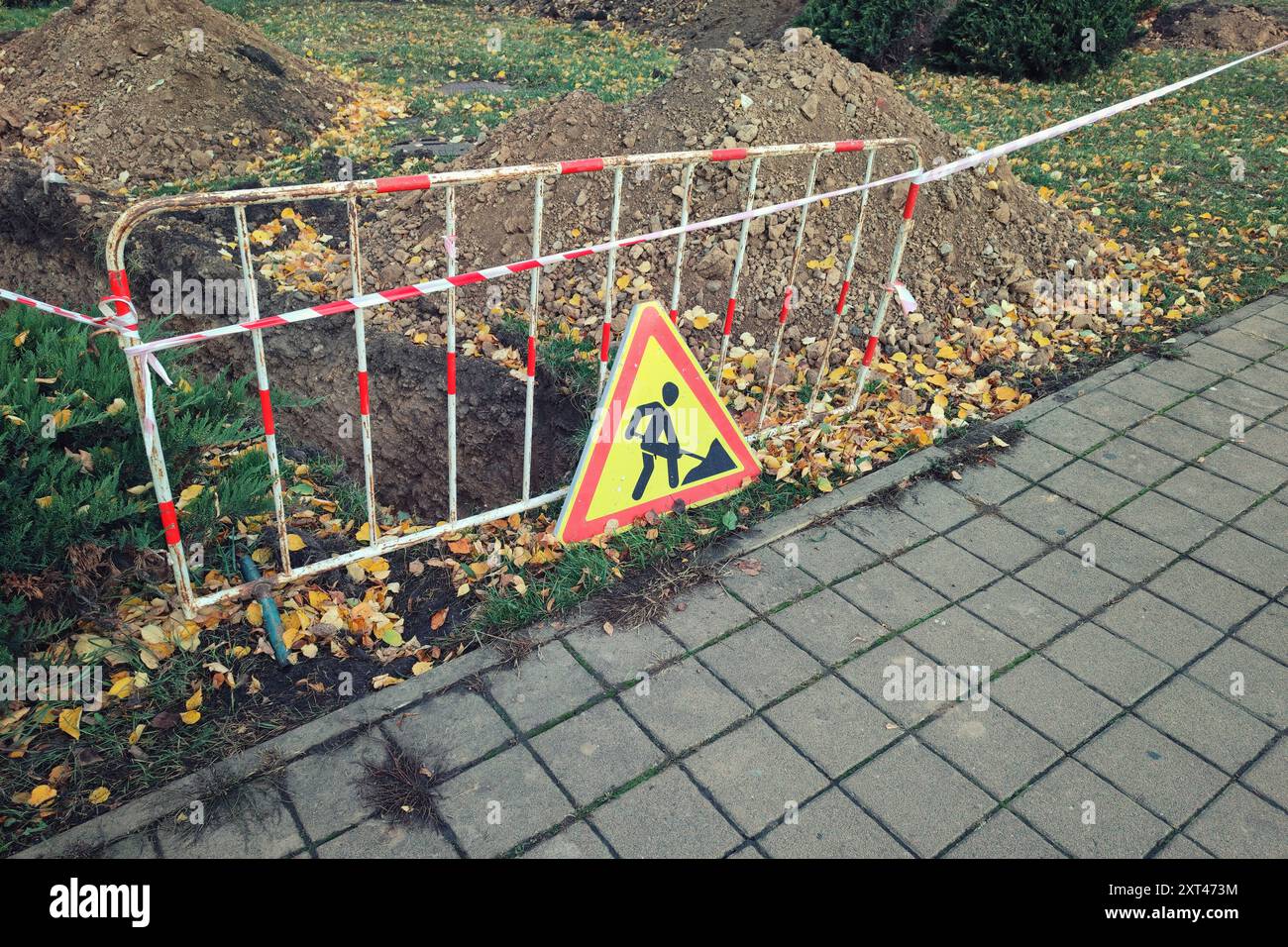 Road work traffic sign, highway maintenance construction site ...