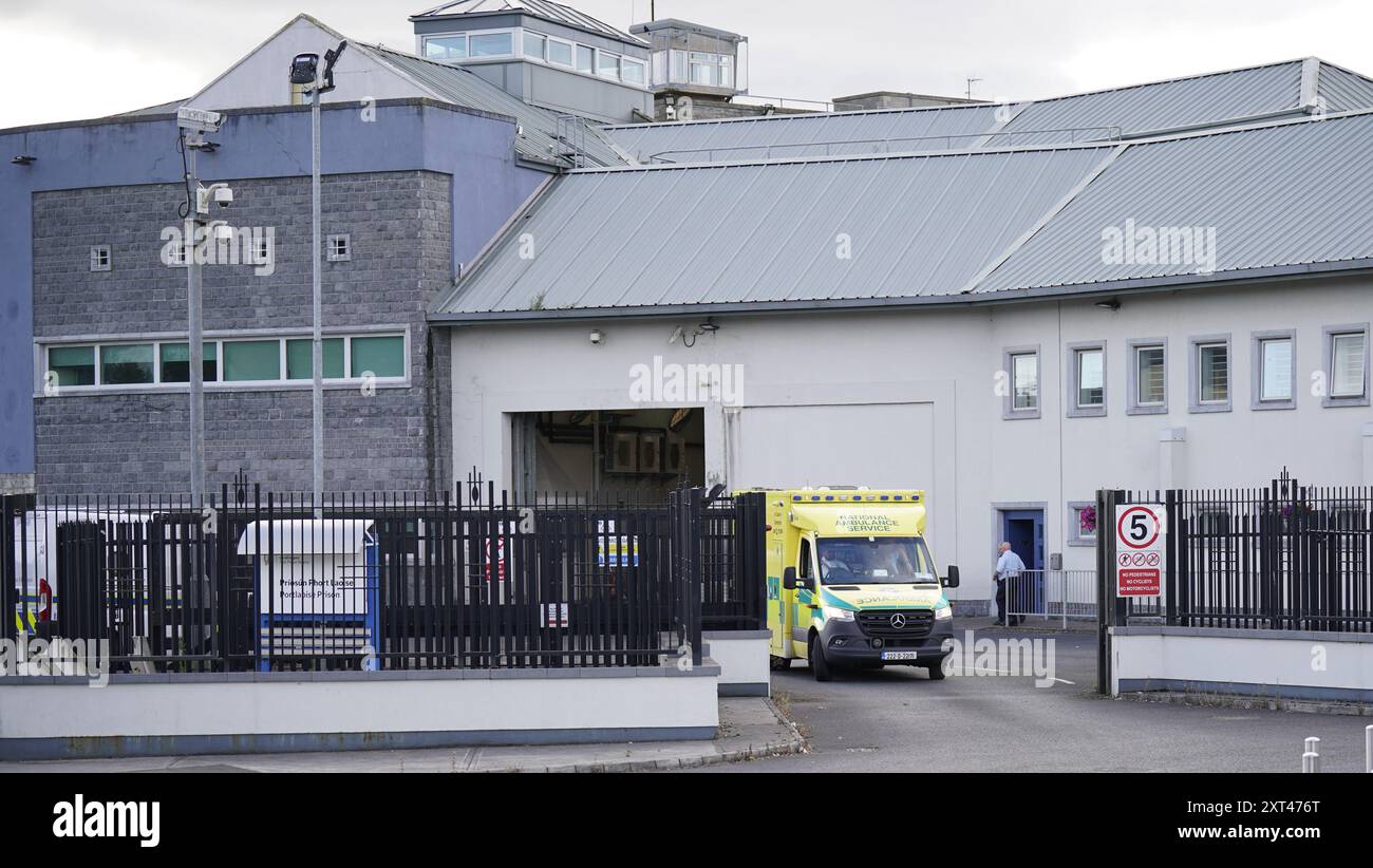 An ambulance leaving Portlaoise Prison in County Laois, as ten prisoners from the jail are being ...