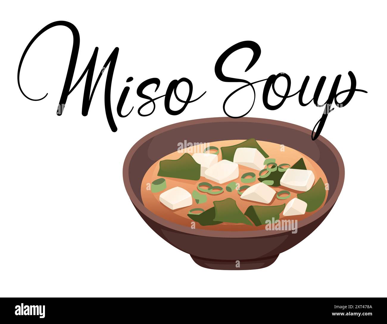 Traditional Japanese Miso soup in bowl with handwritten label. Ideal ...