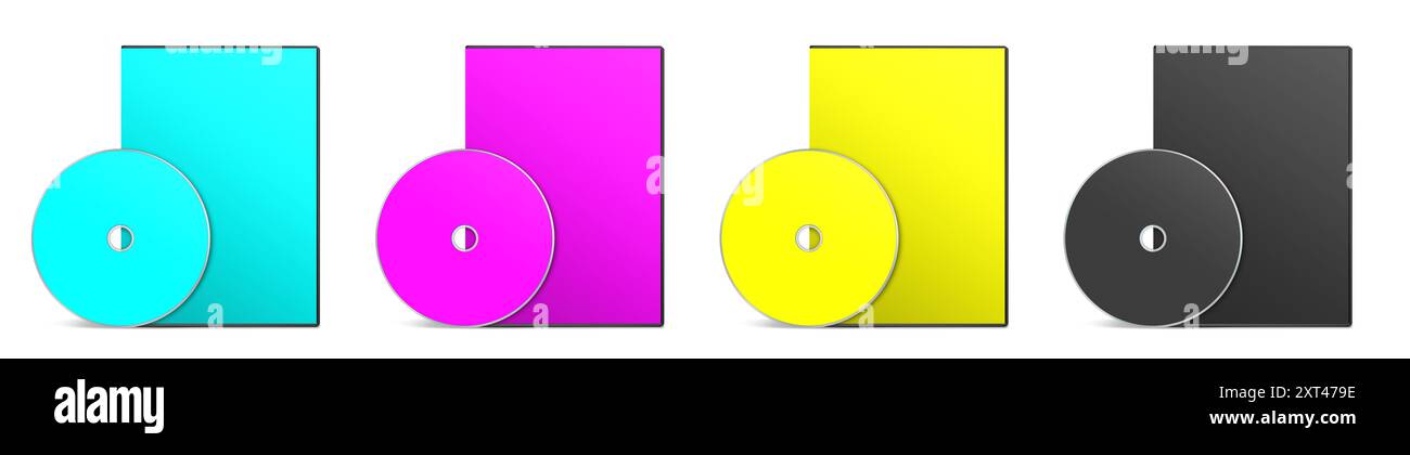 DVD box blank template black, cyan, yellow and magenta (CMYK) for ...