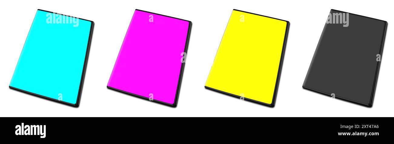 DVD box blank template black, cyan, yellow and magenta (CMYK) for ...
