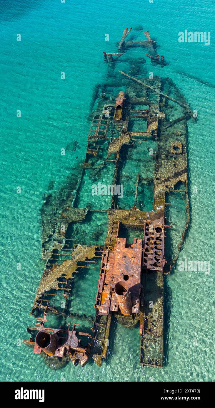 Potamos beach shipwreck, Greece Stock Photo - Alamy