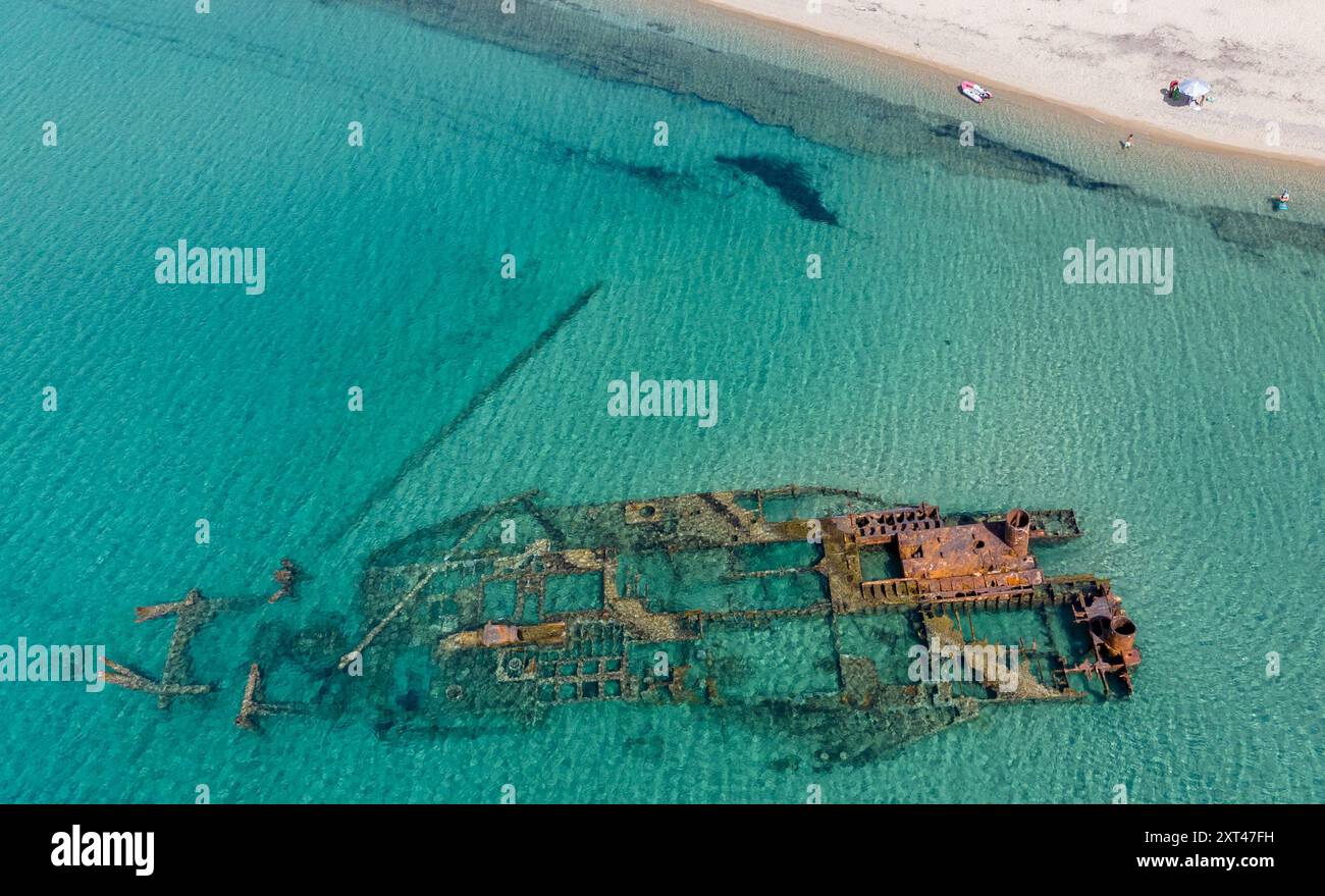 Potamos beach shipwreck, Greece Stock Photo - Alamy