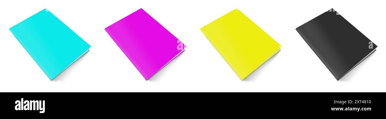 Four CMYK magazine blank template black, cyan, yellow and magenta for ...