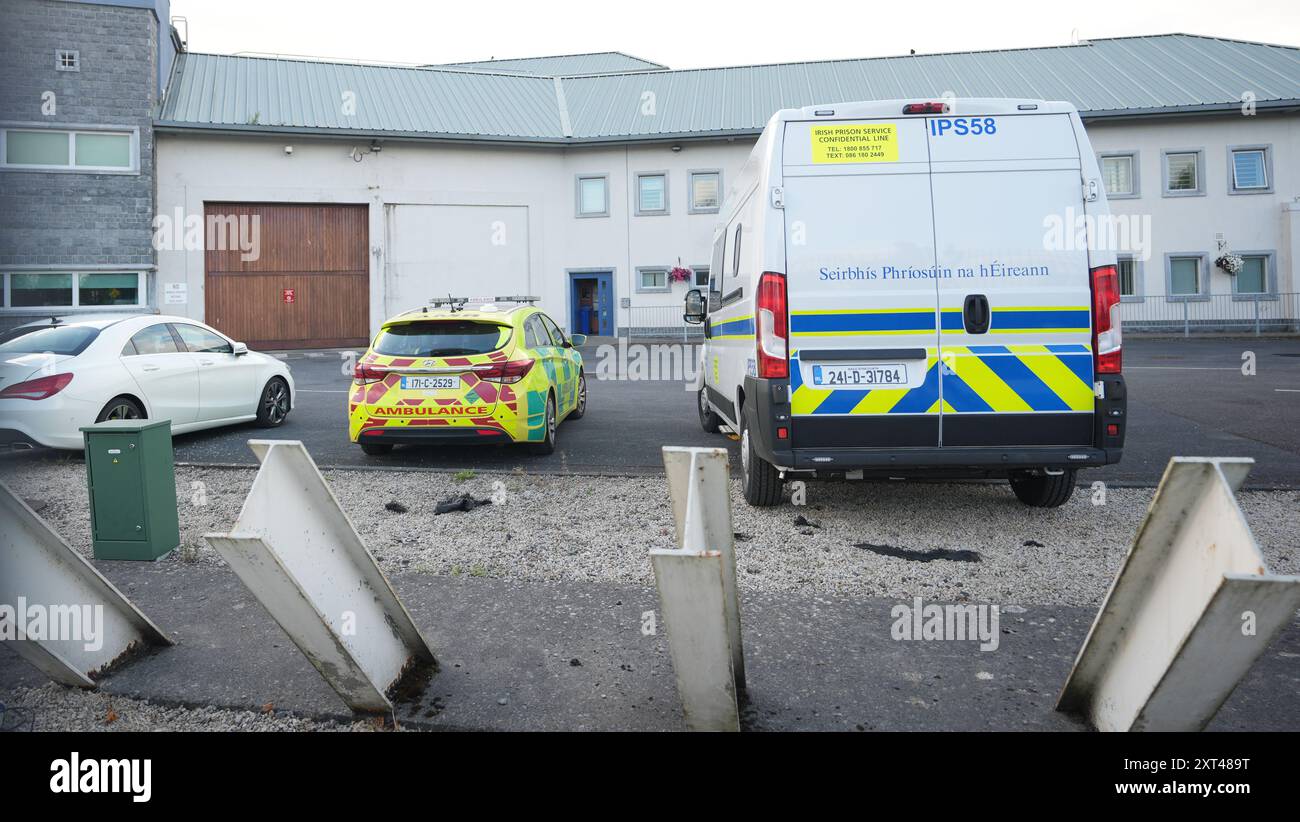 An ambulance at Portlaoise Prison in County Laois, as ten prisoners from the jail are being ...