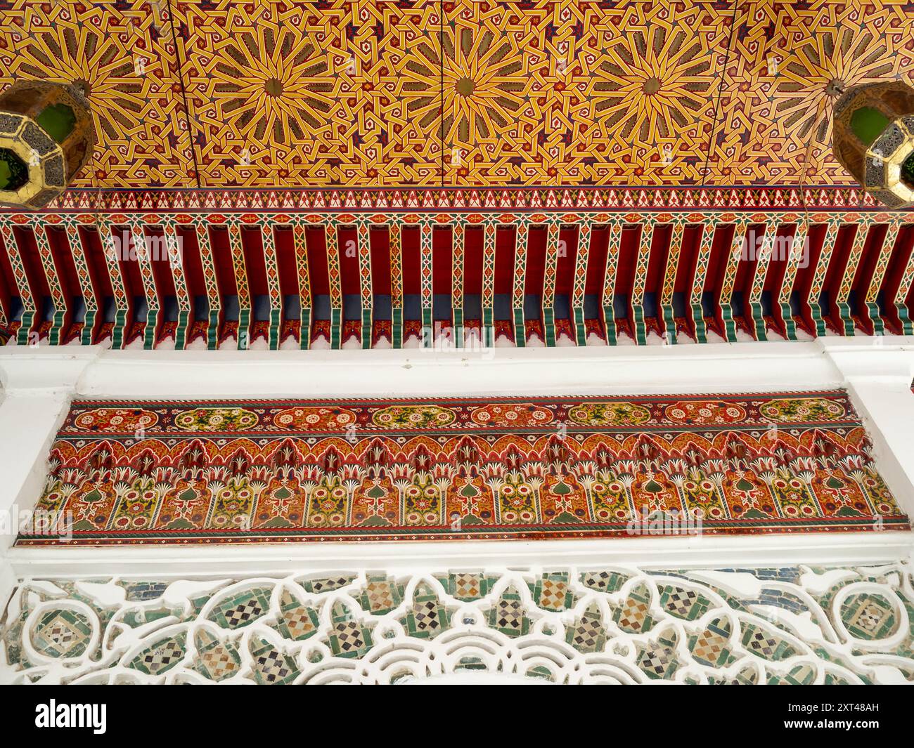 Tangier kasbah mosque entrance ceiling wood work detail Stock Photo - Alamy