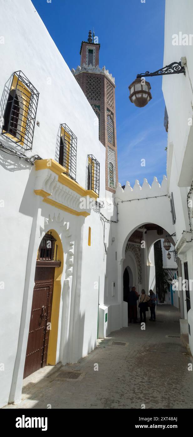 Tangier kasbah mosque entrance and minaret Stock Photo - Alamy