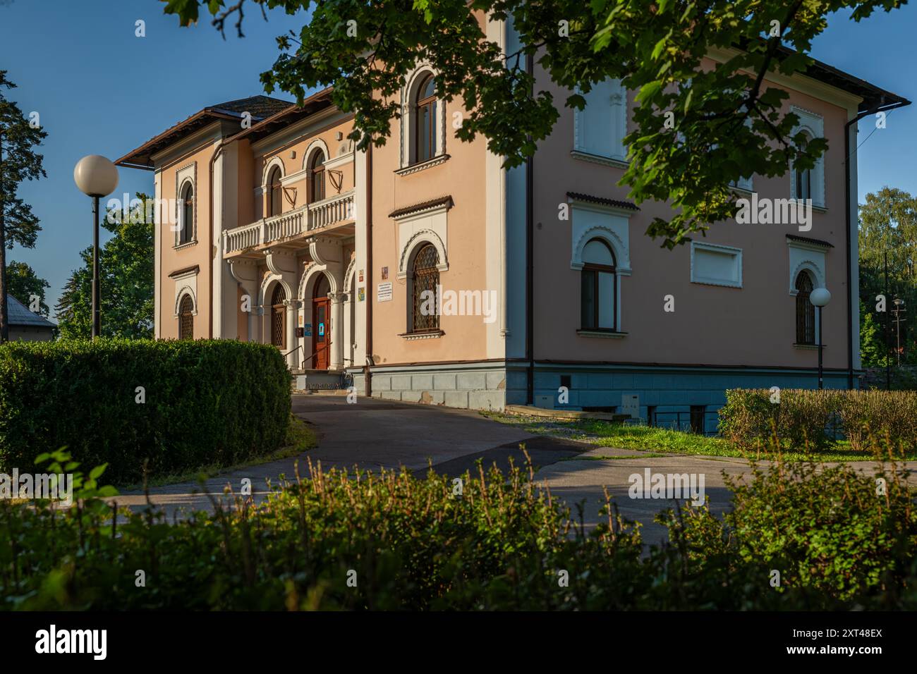 Old big buildings in hot summer morning in Jeseniky mountains in ...
