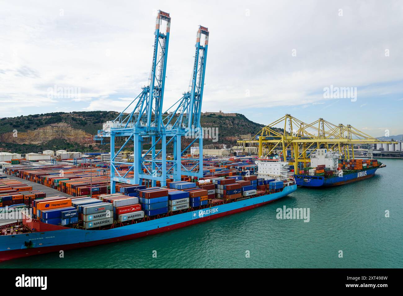 Barcelona, Spain- May 25, 2024: large loaded container cargo ships EMMA ...