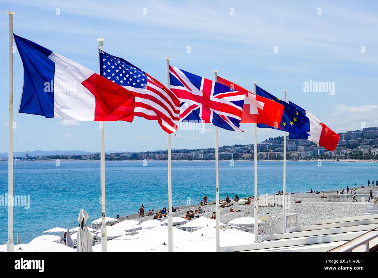 Flags of European Union, USA, Great Britain, France and Switzerland on ...