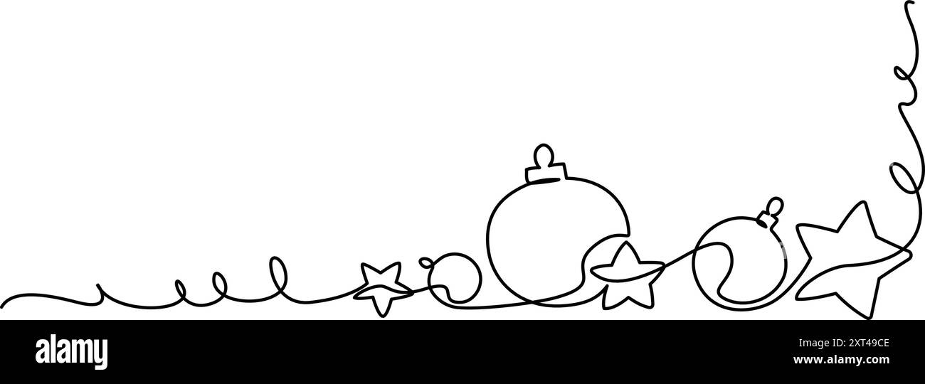 Merry Christmas decoration. Continuous one line art Stock Vector Image ...