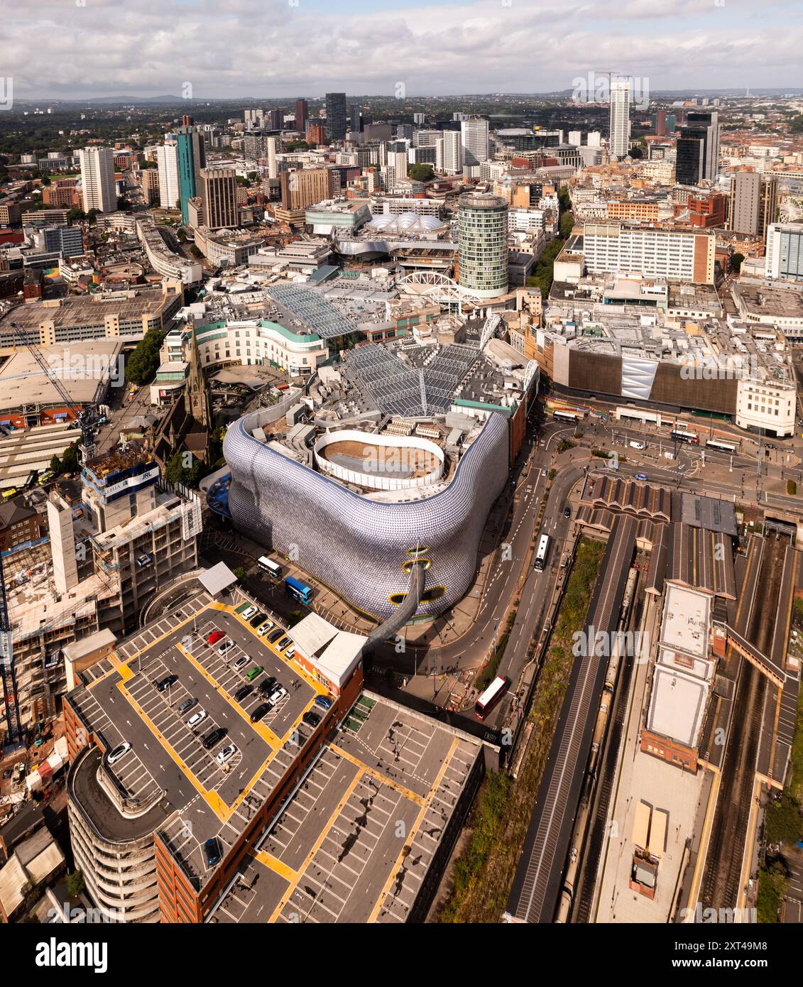 BIRMINGHAM, UK - AUGUST 3, 2024. Aerial pamoramic vertical view of ...