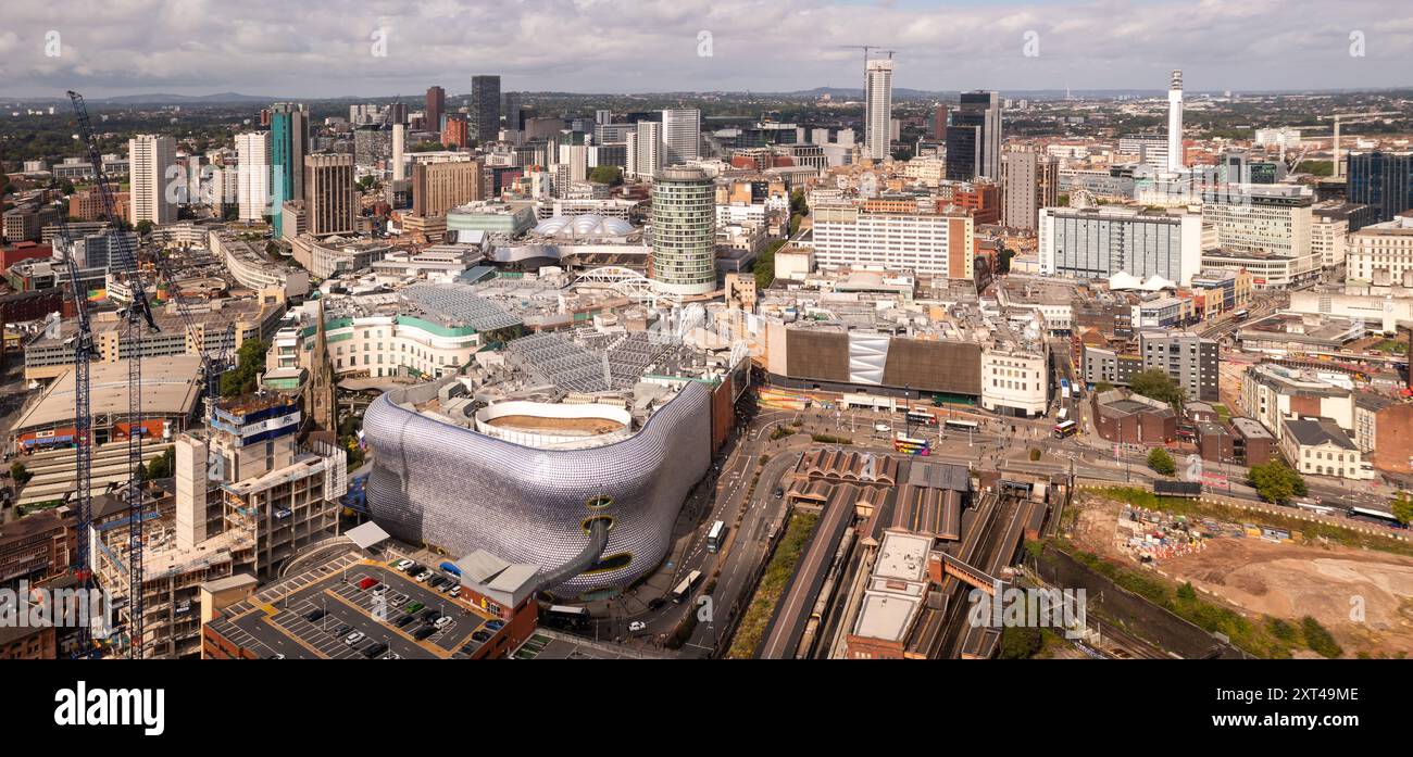 BIRMINGHAM, UK - AUGUST 3, 2024. Aerial pamoramic view of Birmingham ...