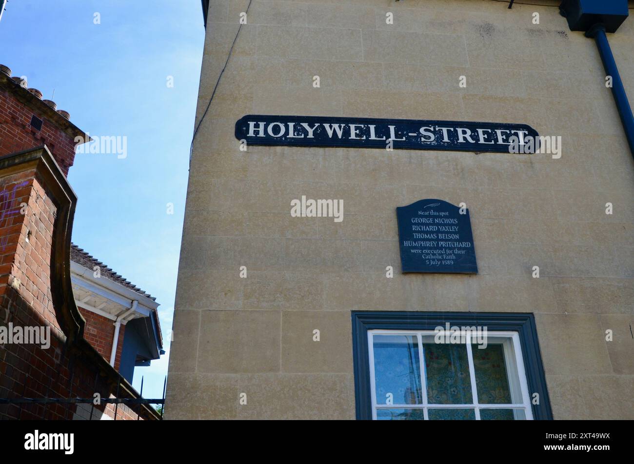 holywell street sign in oxford city with plaque commemorating the ...