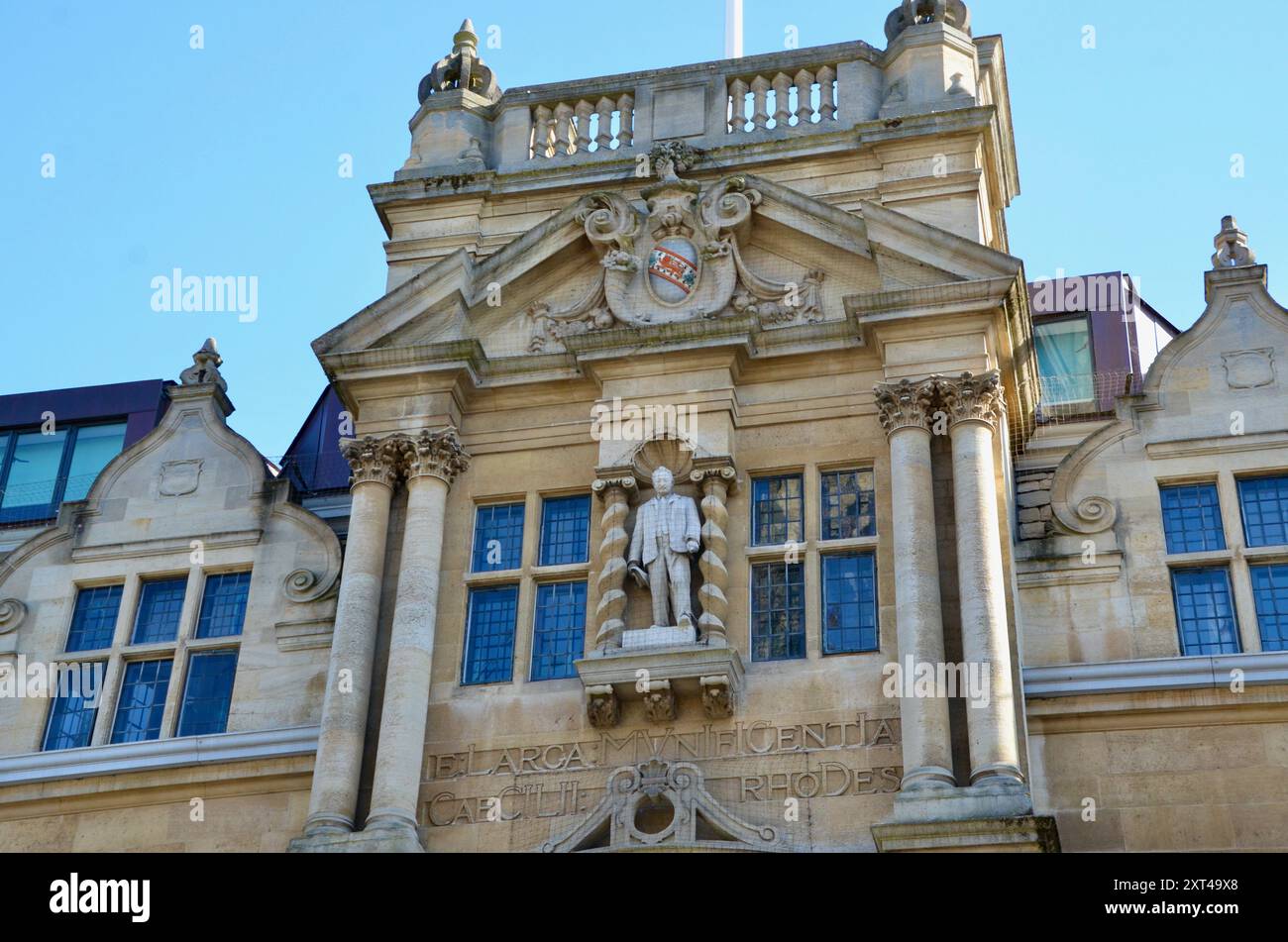 the statue of imperialist and controversial figure cecil rhodes on the rhodes building oxford ...