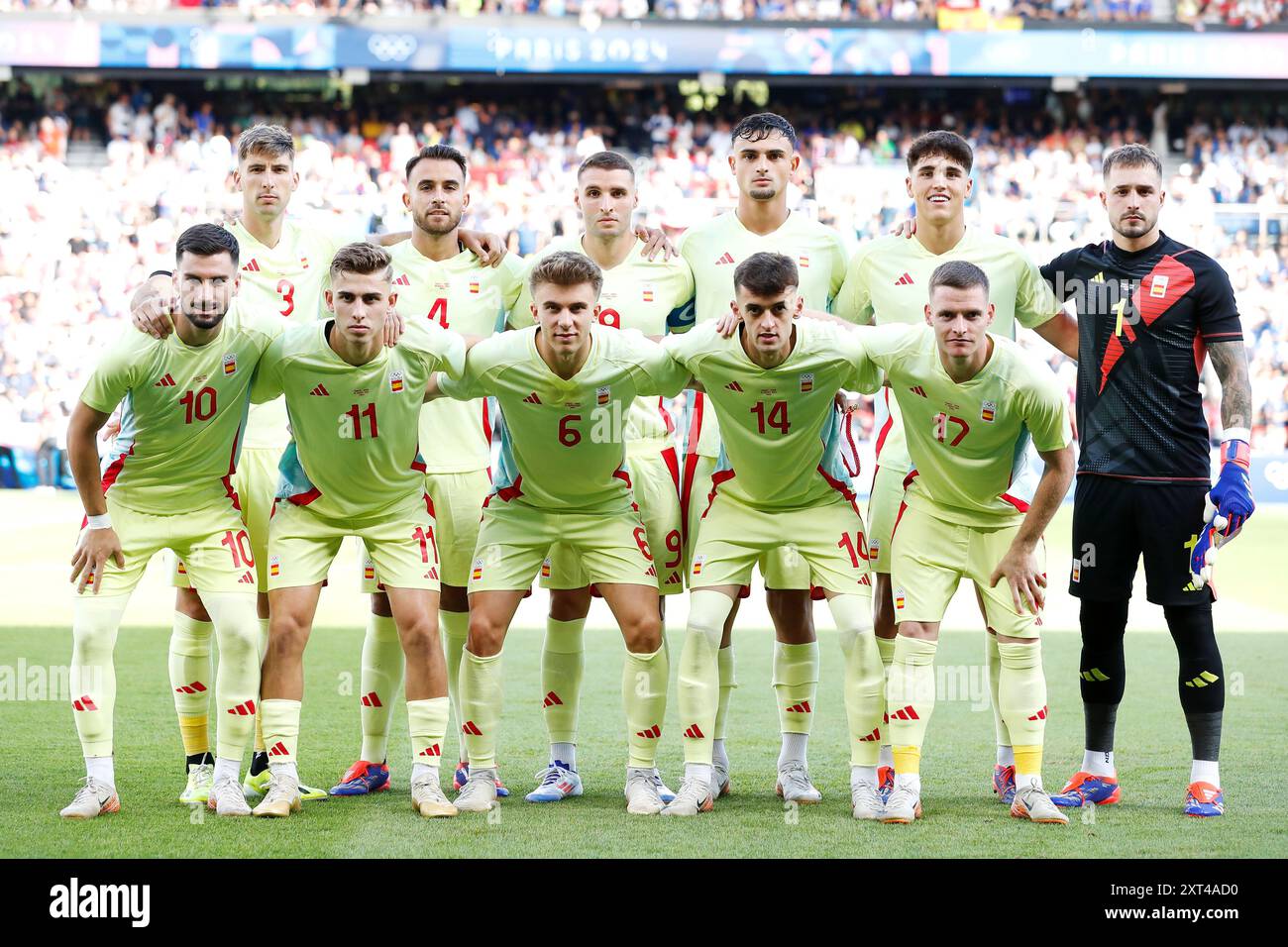 Paris, France. 9th Aug, 2024. Spain team group line-up (ESP) Football ...