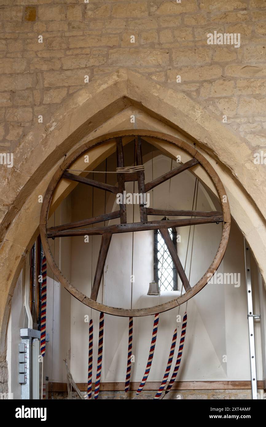 The bell ringing chamber, St. Mary`s Church, Halford, Warwickshire ...