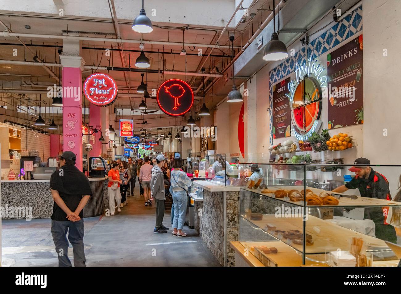 Los Angeles, CA, US-May 24, 2024: Grand Central Market also known as the District Market in ...