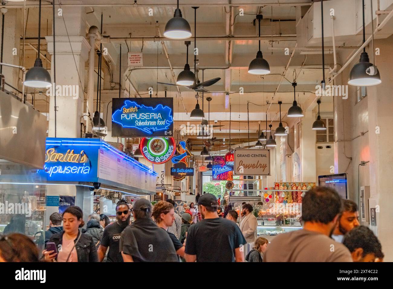 Los Angeles, CA, US-May 24, 2024: Grand Central Market also known as the District Market in ...