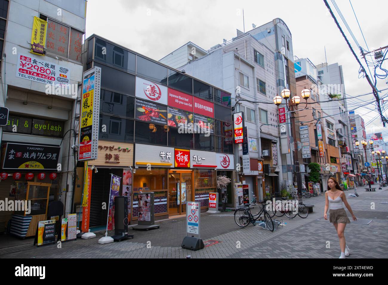 Modern commercial shops and restaurant on Dotonbori Street in Namba ...