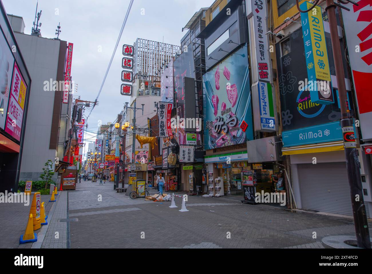 Modern commercial shops and restaurant on Dotonbori Street in Namba ...