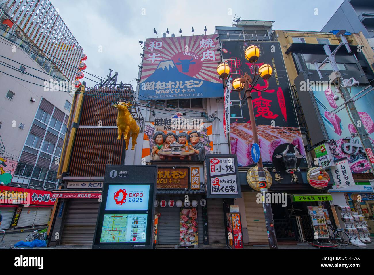 Modern commercial shops and restaurant on Dotonbori Street in Namba ...