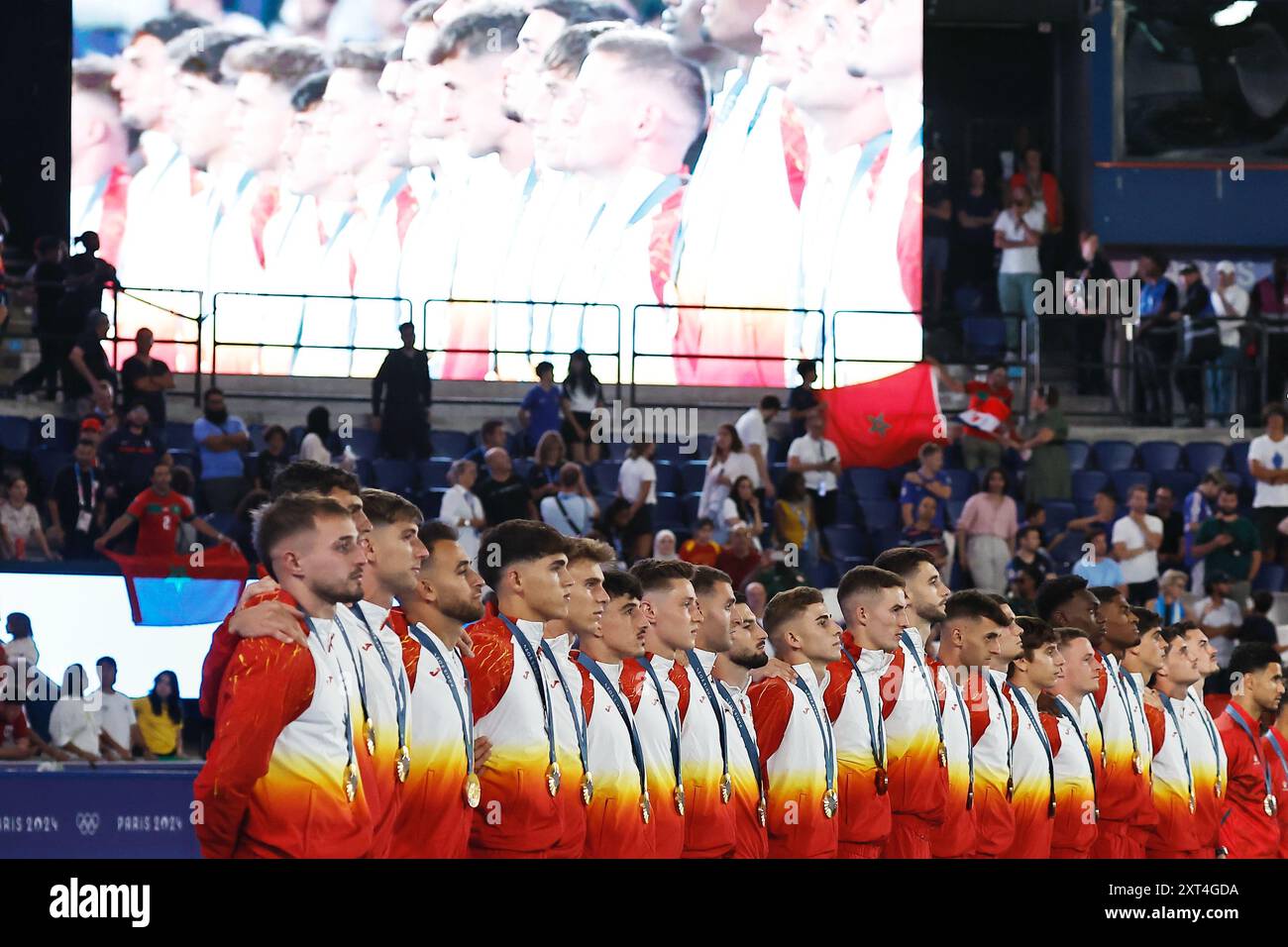 Paris, France. 9th Aug, 2024. Spain team group (ESP) Football/Soccer ...
