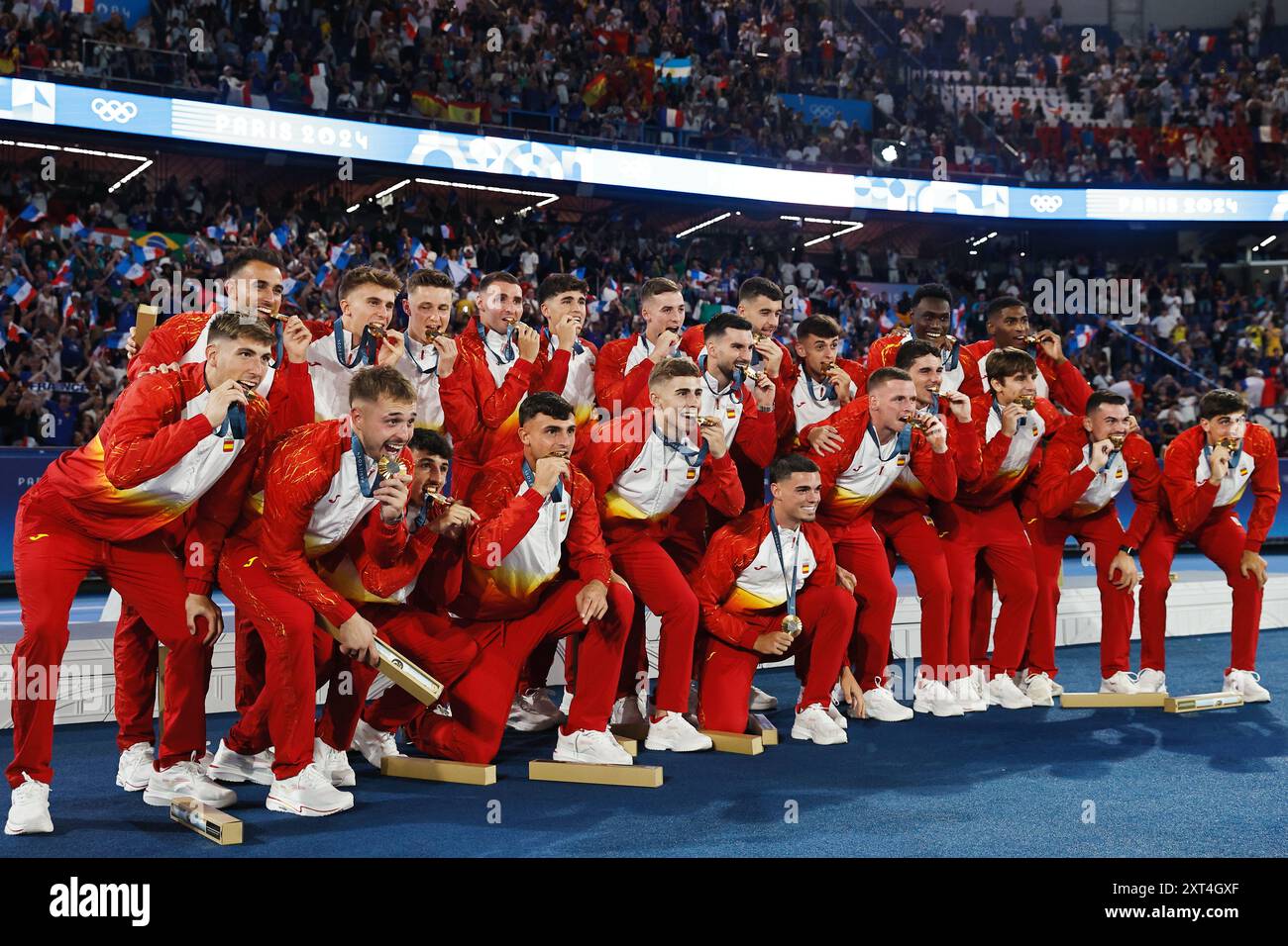 Paris, France. 9th Aug, 2024. Spain team group (ESP) Football/Soccer ...