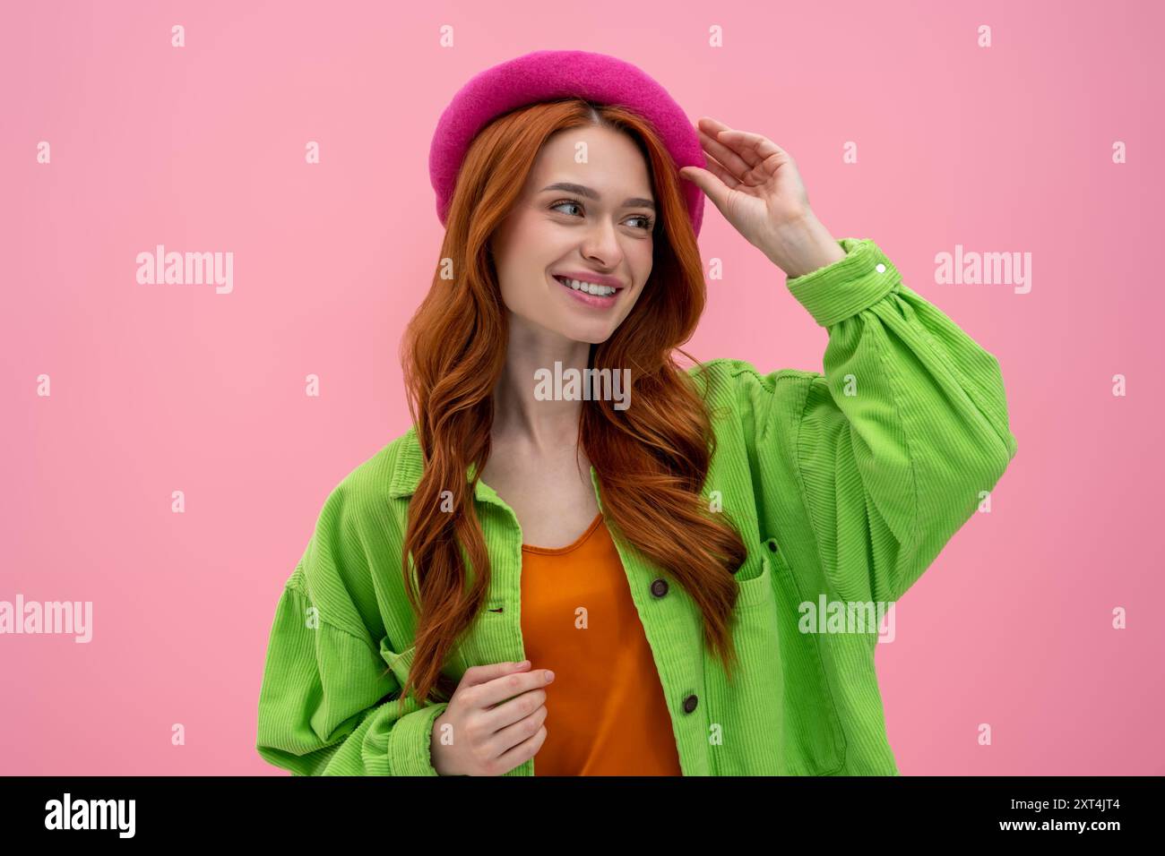 Bright pink beret hi-res stock photography and images - Alamy