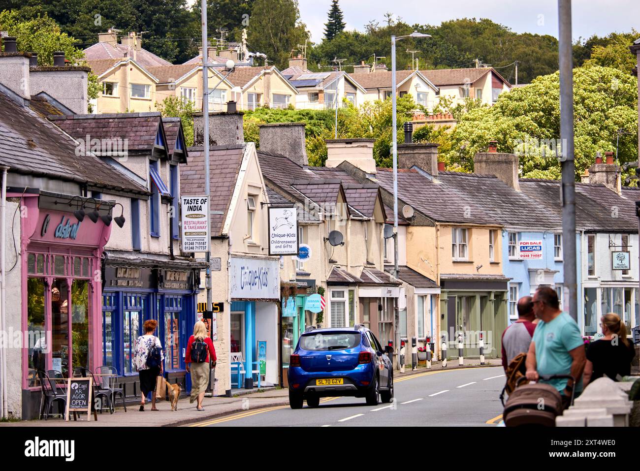 Menai Bridge area high street Stock Photo - Alamy