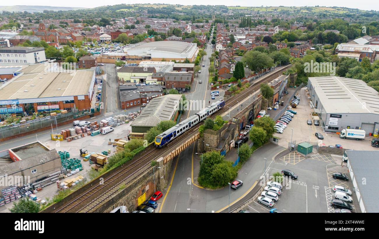 Aerial, Hyde, Tameside, Hyde Central railway station Stock Photo - Alamy